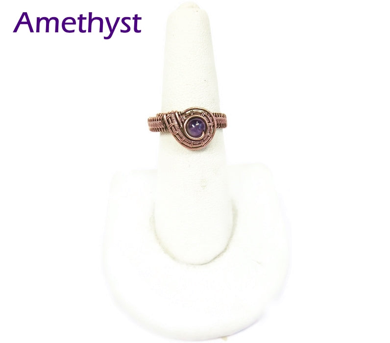 Woven Adjustable Copper Ring with Custom Gemstone | Heather Jordan Jewelry
