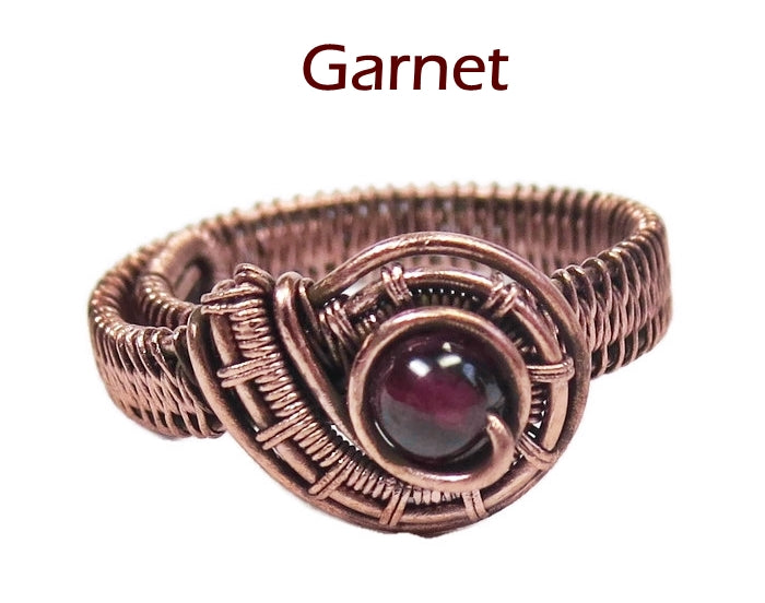 Woven Adjustable Copper Ring with Custom Gemstone | Heather Jordan Jewelry